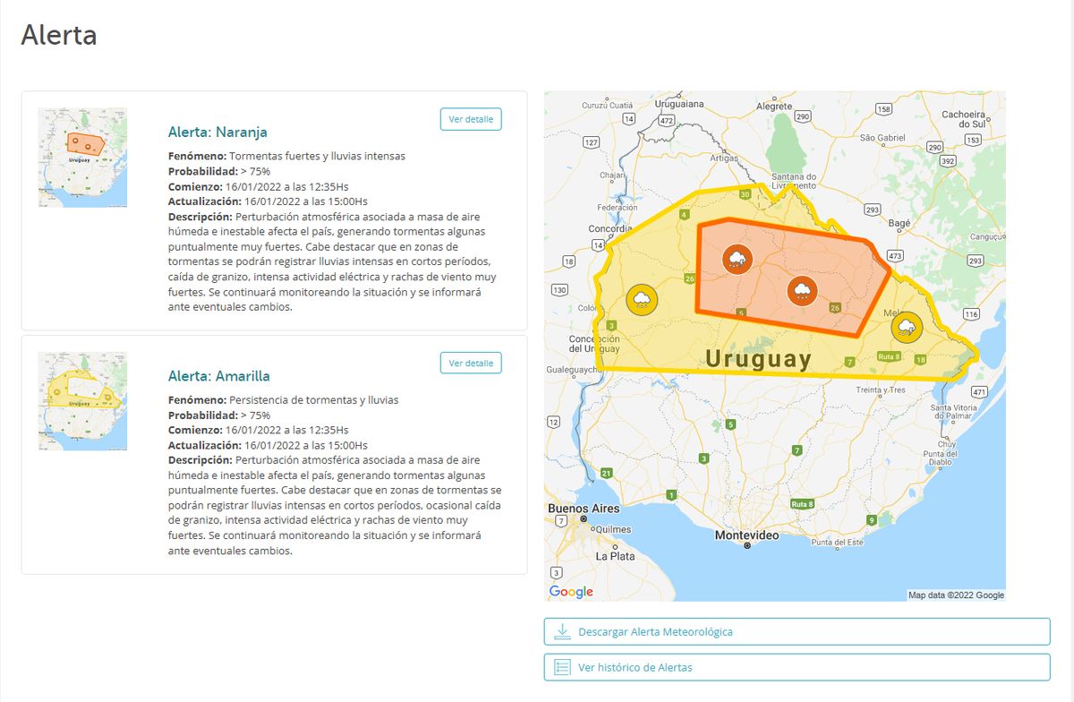 Inumet actualiza a alerta Naranja por tormentas fuertes y lluvias intensas