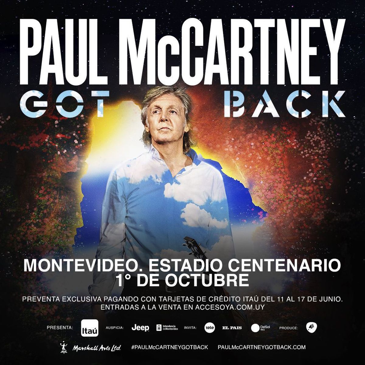Paul McCartney vuelve a Uruguay y anuncia un show para octubre en el estadio Centenario