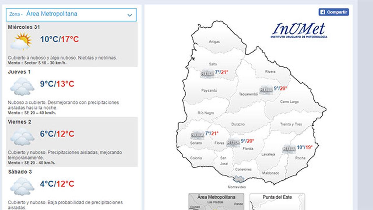 Días con nieblas, temperaturas bajas y probables precipitaciones