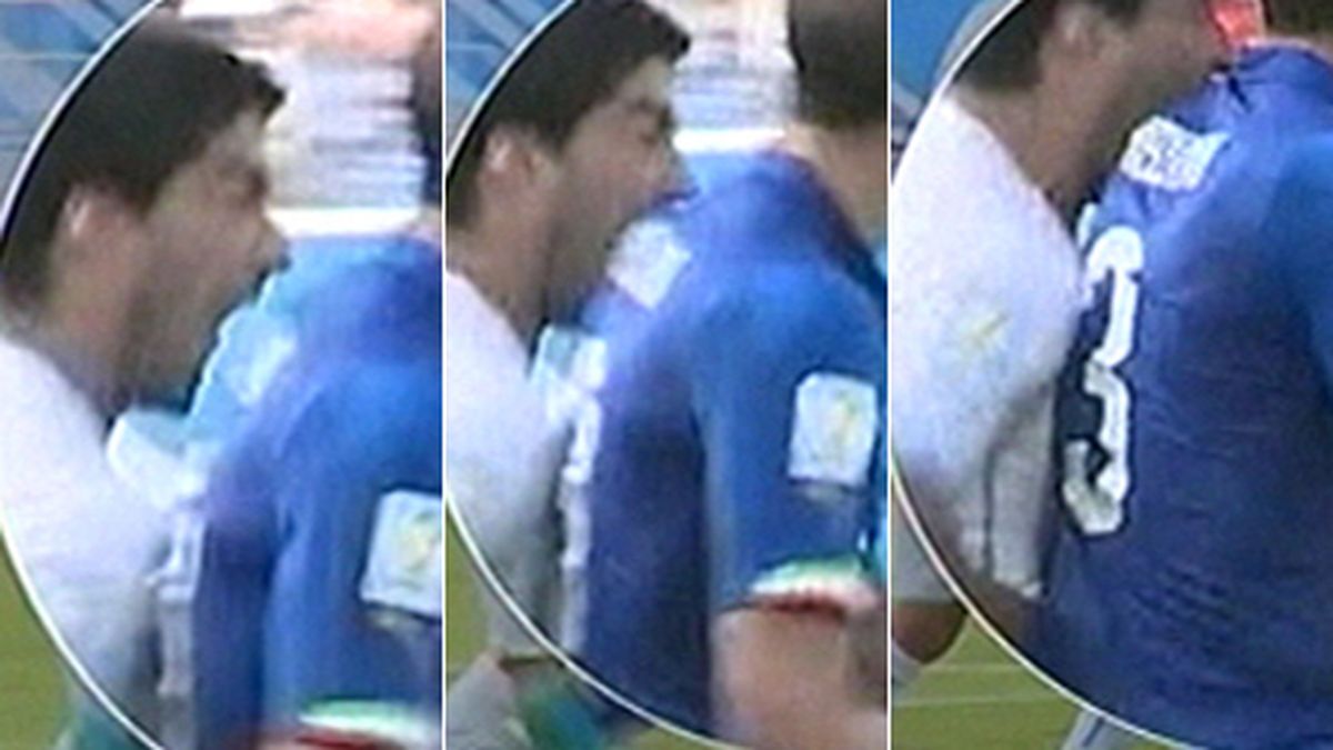 TV brasileña muestra la mordida de Suárez desde atrás del arco